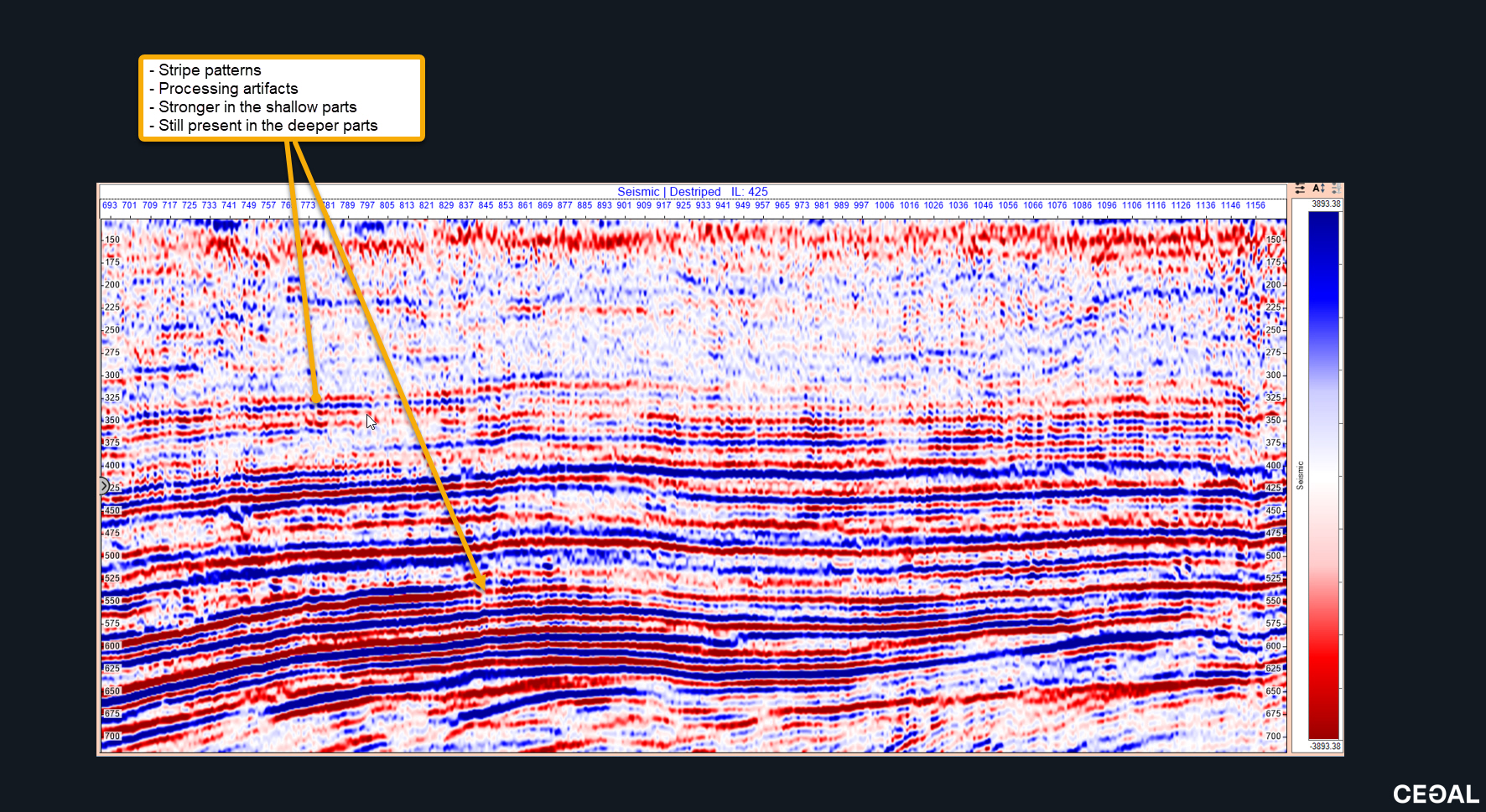 Removing coherent noise in the seismic with Cegal Blueback Avary